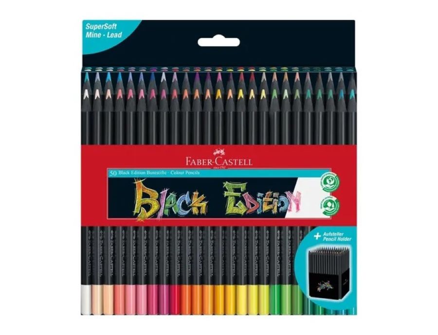 50 Crayons couleur Black Edition - Aquarelle Plus